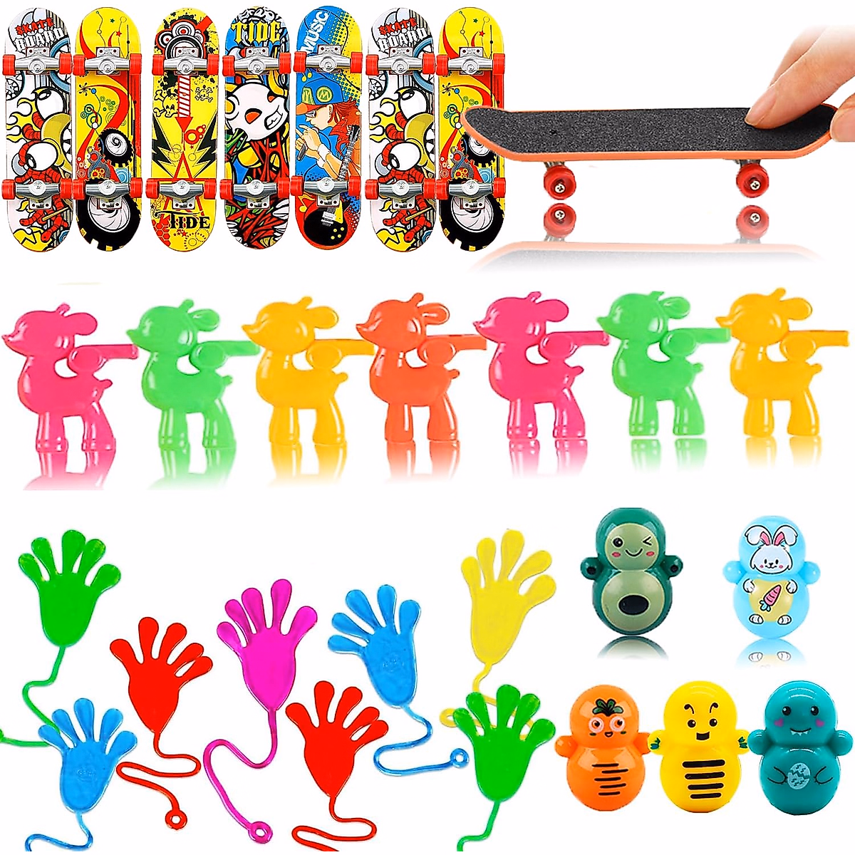 124 Pcs Pop Party Favors for Kids, Fidget Treasure Box Toys, Classroom Prizes, Pinata Filler Goodie Bag Stuffers,Treasure Chest, Carnival Prize Box Bulk Toys for Boys Girls