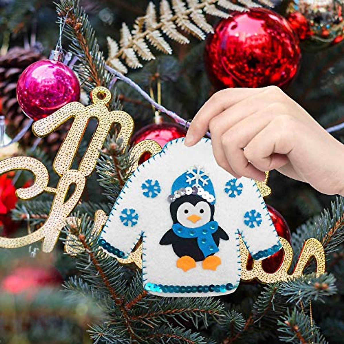 6 DIY Ugly Sweater Christmas Tree Ornament Holiday Craft Kit Decoration for Kids Gift Toys Stuffers Décor