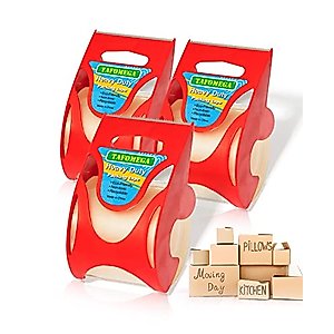 Clear Packing Tape-3 Packs Heavy Duty Packing Tape for Moving Boxes-Noiseless Moving Tape with Dispenser Strong Adhesive Packaging Tape Releases Smoothly Quietly-1.96 Inch X 27 Yards