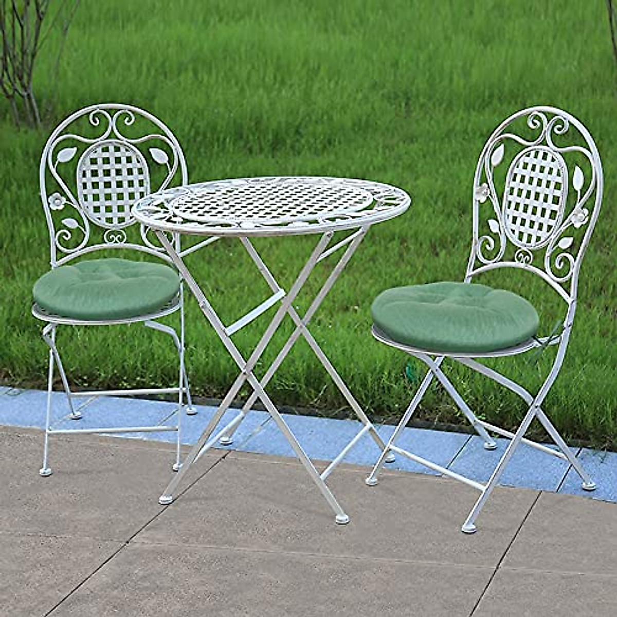 COZPLEN Outdoor Round Bistro Chair Cushions, 15 inch Round Seat Cushions for Outdoor Patio Chairs, Set of 2, Deep Green