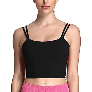Aoxjox Women's Workout Sports Bras Fitness Padded Backless Yoga Crop Tank Top Twist Back Cami (Black, Medium)