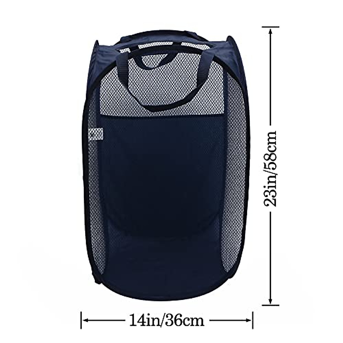 6 Pcs Mesh Popup Laundry Hamper (Black/White/Blue),Popup Laundry Basket with Durable Handles,Foldable Pop-up Mesh Hamper Dirty Clothes Basket for Kids Room, College Dorm or Travel