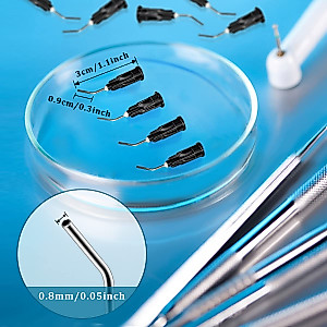 Fashionclubs Blunt Tip Dispensing Needles 20Ga,200pcs Disposale Dental Pre-Bent Irrigation Needle Tips,Black,Great for Oil or Glue Applicator