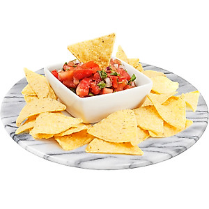 Greenco White Marble Lazy Susan Round Turntable, Handcrafted, 12”.