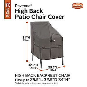 Classic Accessories Ravenna Water-Resistant 25.5 Inch High Back Patio Chair Cover, Outdoor Chair Covers