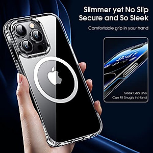 CASEKOO iPhone 14 Pro Max Case Strong Magnetic Clear [Non Yellowing] [MIL-Grade Drop Protection] Compatible with MagSafe Shockproof Protective Slim Thin Cover 6.7 inch 2022- Clear