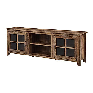 Walker Edison Portsmouth Classic 2 Glass Door TV Stand for TVs up to 80 Inches, 70 Inch, Rustic Oak