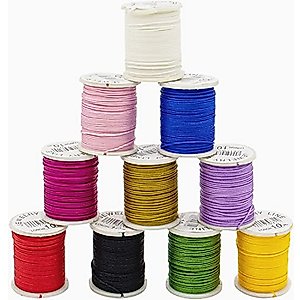 AUEAR, 10 Pack 0.8mm Jewelry Nylon Cord for Jewelry Making Chinese Knot Bracelet String Beading Thread 10 Rolls