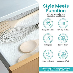 Con-Tact Brand Grip Prints Durable Non-Adhesive Non-Slip Shelf and Drawer Liner, 18" x 8', White