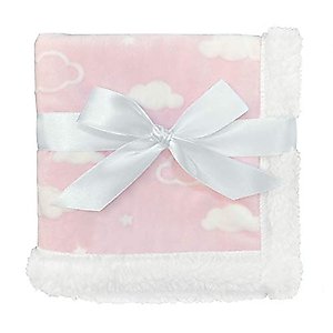 American Baby Company Heavenly Soft Chenille/Sherpa Security Blanket, 3D Pink Cloud, 14" X 14", for Boys & Girls