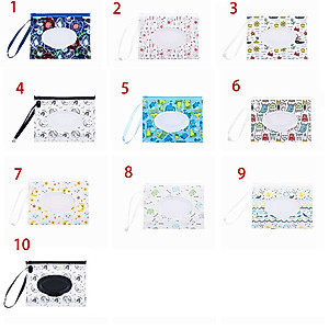 Portable Wet Wipe Pouch, Refillable Baby Wipe Dispenser with Snap Strap, Travel Reusable Wipes Container Wipe Carrying Case Holder(8)