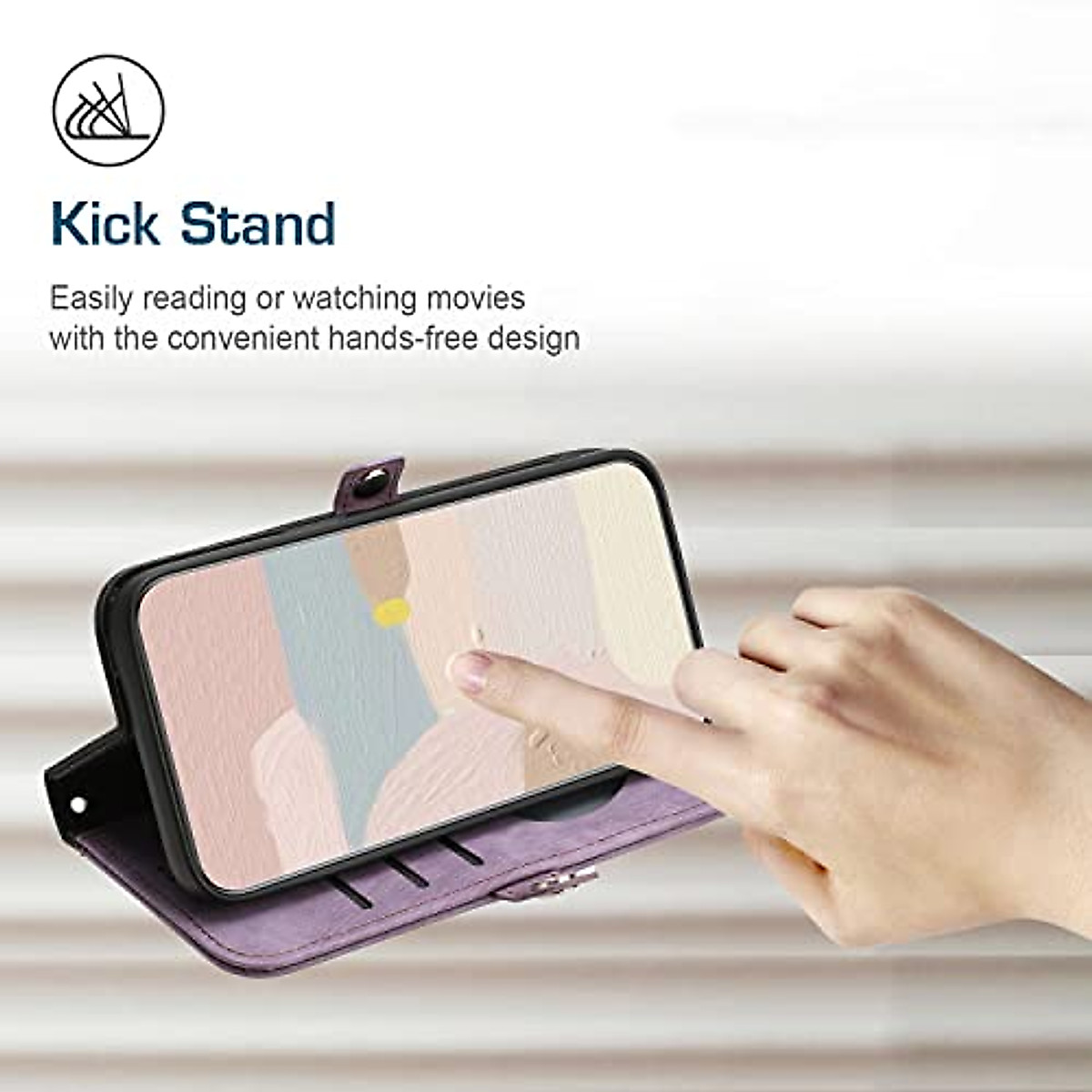 WATSKY for Oppo A57/REALME V23/A77 5G/A57E 4G/A57S 4G/A77 4G/1+Nord N20 SE 4G Contrast Flip Phone Case Purple