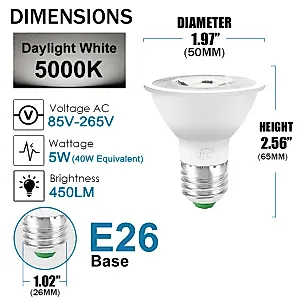 ILC Par16 LED Light Bulbs 40 Watt Equivalent Color Changing E26 Screw 45°, 12 Colors Dimmable Daylight White 5000K RGB LED Spot Light Bulb with 5W Remote Control,(Pack of 4)