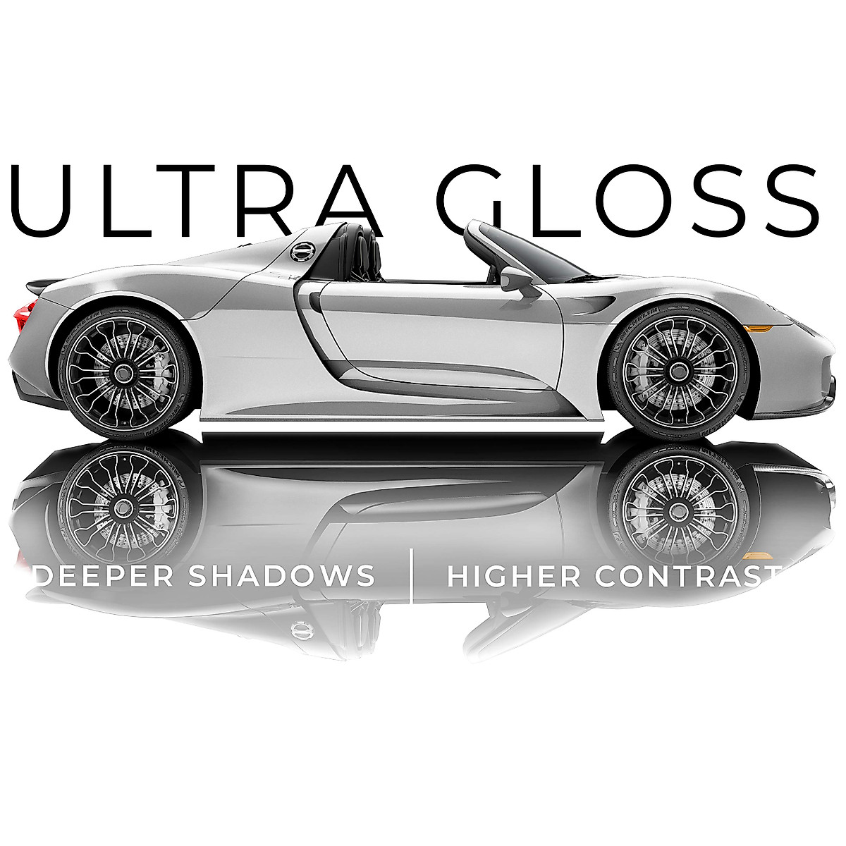 VViViD+ Ultra Gloss Silver Metallic Vinyl Car Wrap Premium Paint Replacement Film Roll with Nano Air Release Technology, Stretchable Protective Cap Liner, Self Adhesive, Indoor Outdoor (1ft x 5ft)