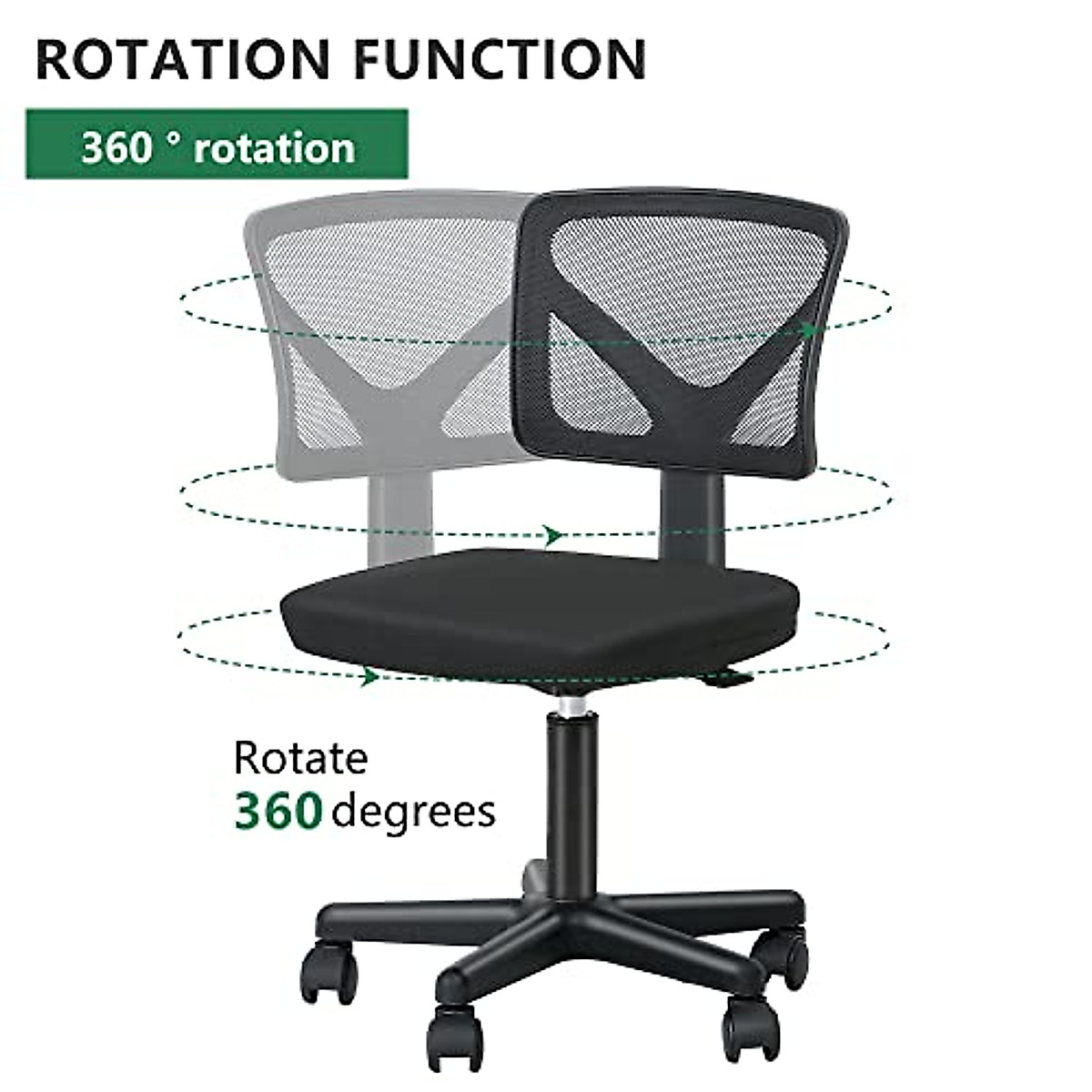 Home Office Chair Executive Rolling Swivel Ergonomic Chair, Computer Chair with Lumbar Support Task Mesh Chair Armless Desk Chair,Black
