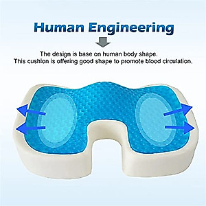 gyp Seat Cushion, Summer Tailbone Cushion Gel Cushion Breathable Coccyx Cushion Ergonomic Posture Seat Pads Cushion Chair Pad Orthopedic Seat Cushion (Color : A)