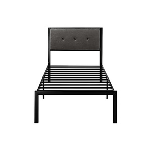 Allewie Twin Bed Frames with Upholstered Button Tufted Headboard for Kids, Platform Bed Frame with 12.4” Underbed Storage, No Box Spring Needed, Noise Free, Grey.