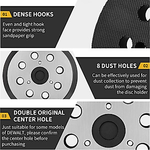 Gnellkoor 2 Pack 5" 8 Hole Hook & Loop Orbital Sander Metal Pads Compatible with Makita Orbital Sander BO5010 BO5030K BO5031K BO5041K Replacement Parts #743081-8/743051-7 (3 Screw Holes Sander Pads)