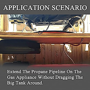 GCBSAEQ Propane Hose Extension Assembly 6FT Stainless with 3/8" Female x 3/8" Male Flare Fitting Steel Braided Hose for Gas Grill, Camping Stove, RV Fire Pits, and More