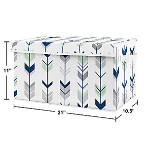 Sweet Jojo Designs Navy Blue, Mint and Grey Woodland Arrow Unisex Boy or Girl Baby Nursery or Kids Room Small Fabric Toy Bin Storage Box Chest for Woodsy Collection