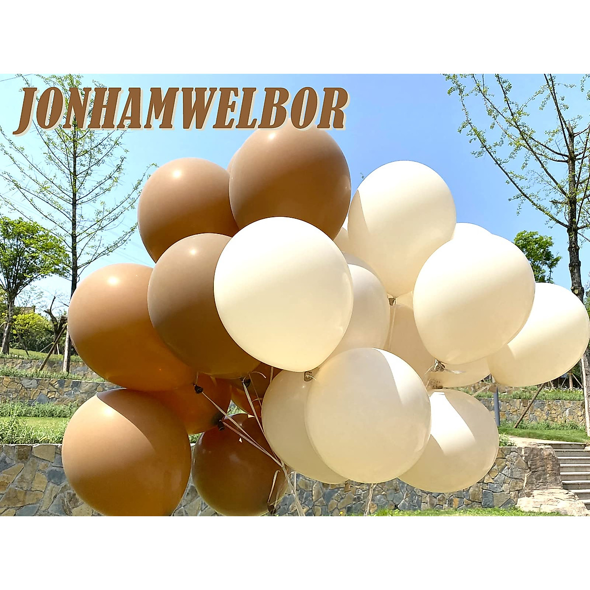 Jonhamwelbor Light Brown Balloons 12 inch 100 Pack Coffee Brown Matte Mocha Caramel Helium Latex Balloons for Birthday Baby Shower Wedding Decorations
