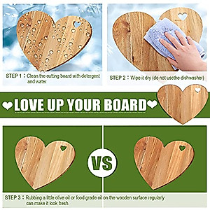 Heart Shaped Cutting Board, 12 x 10 x 0.6 Inch Acacia Wood Bread Board Cheese Serving Platter Serving Charcuterie Board for Meat Cheese and Vegetables Valentine's Day Xmas Gifts (Heart Hole Style)