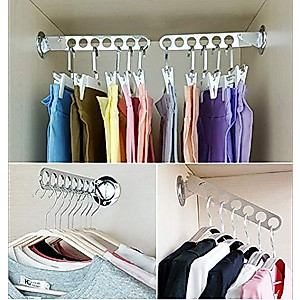 Folding Wall Mount Clothes Hanger Rack Wall Clothes Hanger Stainless Steel Clothes Hooks with Swing Arm Holder Closet Organizers and Storage,Wardrobe Organizer Wall Mounted Clothes Bar