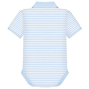 Creative Knitwear College Baby Striped Polo Bodysuit - North Carolina Logo, Light Blue/White, for Boys & Girls, 0-3 Months