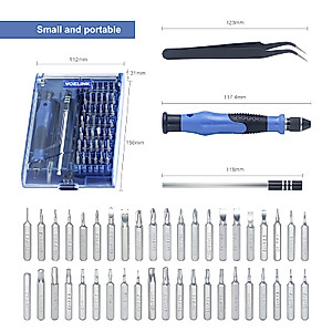 Mini Screwdriver Set with 42 Bits, VCELINK 45 in 1 Small Precision Magnetic Tiny Screwdriver Bit Kit with Tweezers & Extension Shaft for Laptop, PC, Phone, Computer, Game Console
