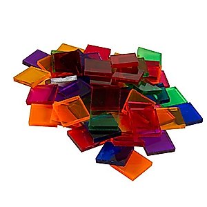 ETA hand2mind Rainbow Transparent Overhead Color Tiles, Set of 56