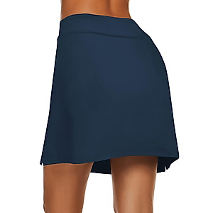 Ekouaer Womens Golf Skirts Lightweight Tennis Skirt Pleated Workout Skort Athletic Running Skirt Sportswear with Two Layer Blue Grey