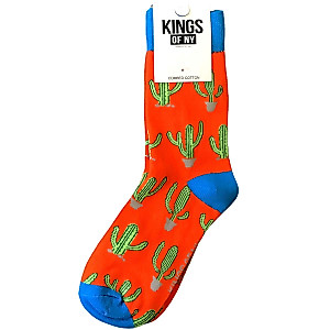 Kings Of NY Orange Saguaro Cactus Mens Cotton Socks