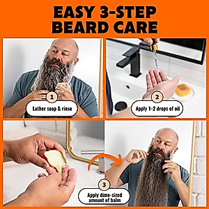 Tame the Wild's Deluxe Beard Grooming Kit - Includes Orange Walnut Beard Wash, Two Premium Beard Oils, & Two Beard Balms in Sandalwood & Citrus Scents - Beard Growth Kit for Men - Gift Set