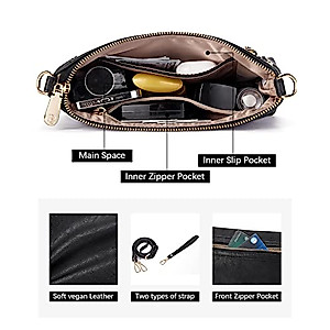 BOSTANTEN Small Purses for Women Crossbody Bags Leather Wristlet Purse with Zipper Pocket Casual Clutch Bag Black