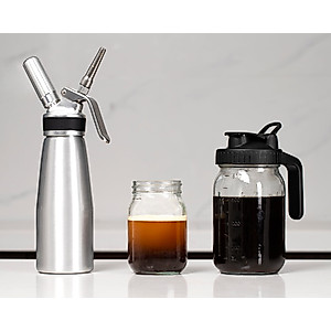 JILLMO Nitro Cold Brew Coffee Maker, 32oz Mason Jar Cold Brew Pithcer, Aluminum Dispenser Bottle with Nitro Diffuser Nozzle, N2 Cartridges NOT INCLUDED.
