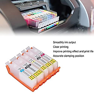 FTVOGUE 5Pcs Ink Cartridge Reusable Smoothly Ink Output PGBK BK C M Y Printer Cartridge for Test Papers Documents (350-351)
