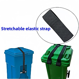 2 Pcs Trash Can Lid Locks Adjustable Bin Strap Garbage Lock Trash Can Lid, Trash Can Locks for Animals, Garbage Strap Outdoor Trash Can Straps for Small Animals, Raccoons, Squirrels, Dogs (Black)