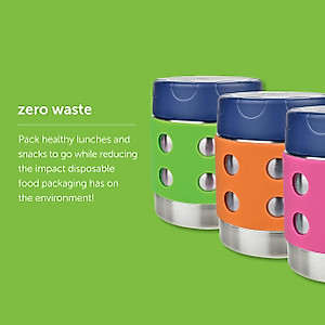 LunchBots Thermal 8 oz Triple Insulated Thermos - Hot 6 Hours or Cold 12 Hours - Leak Proof Thermos Soup Jar - All Stainless Interior - Navy Lid - Aqua Dots