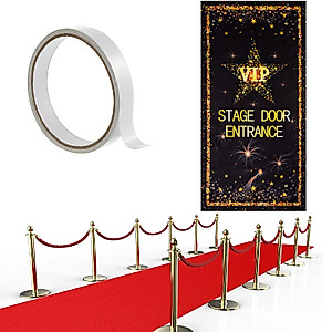 Timtin Red Carpet Runner 2.6 x 15 ft Not Slip Red Aisle Runner VIP Stage Door Entrance Cover Christmas Theme Party Accessory 55 GSM Thickness with Carpet Tape for Film Carnival Wedding Decoration