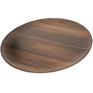 Carlisle FoodService Products Epicure Plastic Round Platter, 18 Inches, Dark Woodgrain