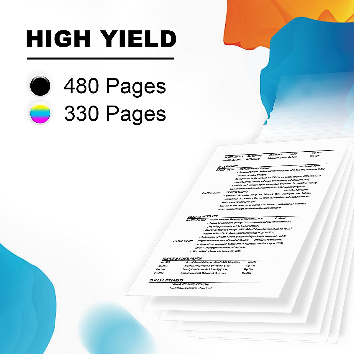 SOPIN Remanufactured Ink Cartridge 63 Replacement for HP 63XL 63 XL for OfficeJet 3830 5222 5255 5258 4650 4655 Envy 4520 4512 4513 DeskJet 1112 3630 3634 3637 3639 Printer (1 Black 1 Tri-Color)