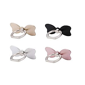 lenoup 4 Pack Cell Phone Bow Ring Holder,Bowknot Phone Ring Kickstand,360 Rotation Cell Phone Finger Ring Grip for Almost All Phones,Pad