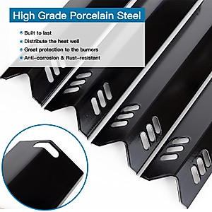 Apromise Grill Replacement Parts for Dyna-Glo - 91591 Grill Burner Covers | 15” Grill Heat Plates | 4-Pack Grill Heat Shield | Porcelain-enameled Grill Heat Tent for Dyna-Glo DGF493BNP, DGF510SBP