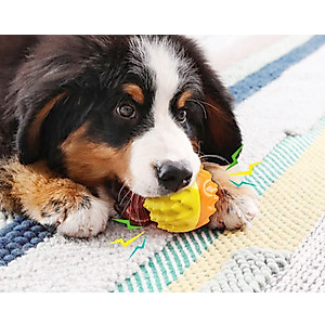 Squeaky Dog Ball Toy for Aggressive Chewers - Dental Dog Toy for Healthy Teeth & Gums - Spiky Ball Durable Floatable Rubber Pet Toys - Mental Enrichment - All Breed Sizes