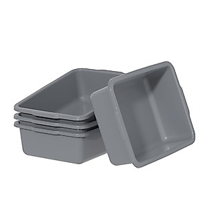 Melontray 32 L Large Commercial Bus Box, 4 Pack Plastic Bus Tubs for Restaurant, Gray