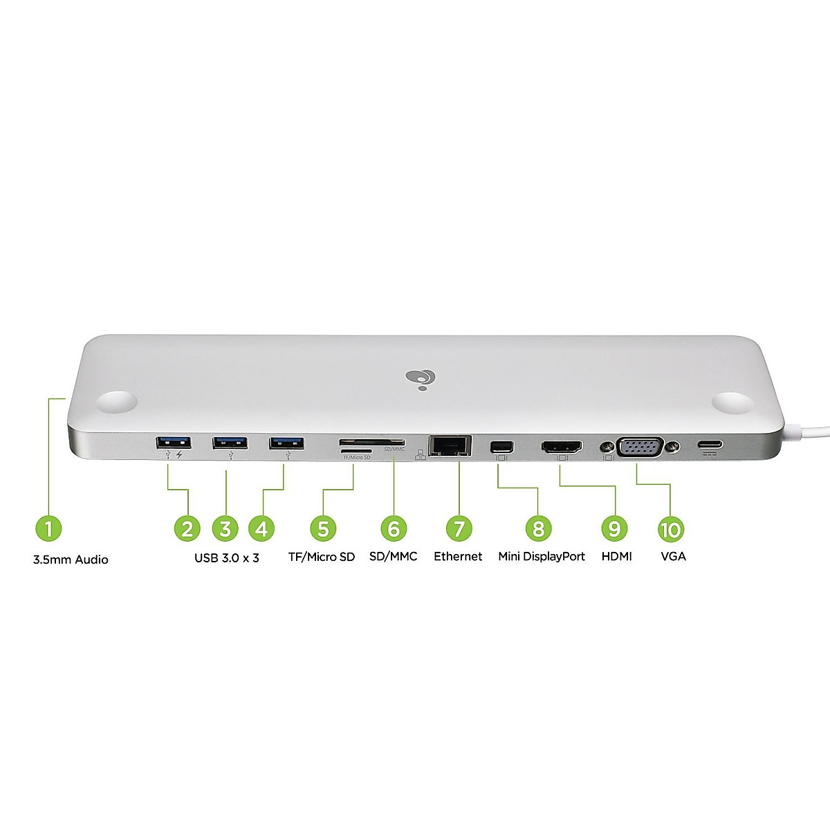 IOGEAR USB-C Ultra-Slim Dual Display Docking Station with Power Delivery, GUD3C02