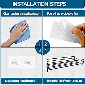 13 Pack Shower Caddy Adhesive Replacement, Shower Shelf Adhesive Replacement, Adhesive Shower Hooks, Strong Adhesive Wall Hooks Waterproof Adhesive Hooks for Shower Caddy, No Drilling