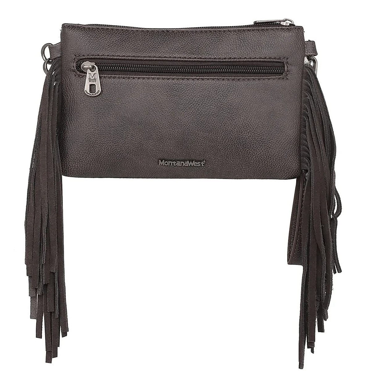 Montana West Women's Leather Small Crossbody Bag Western Clutch Handbag Handbags Purse Cowhide Whipstitches Fringe (Coffee Paisley Flap w charger)