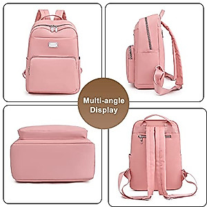 Oxford Cloth Backpack for Women Fashion Anti-Theft Waterproof Handbags Ladies Work Travel Shoulder Bucket Bags (Pink)