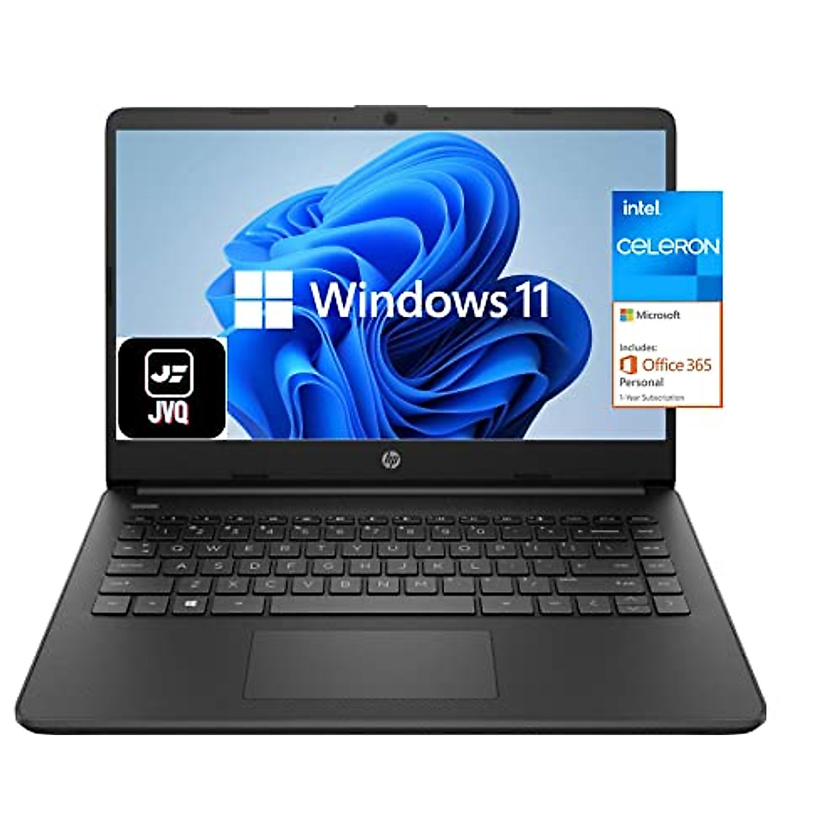 2022 Newest HP Stream 14" HD Laptop, Intel Celeron N4020(up to 2.8GHz), 8GB RAM, 128GB Space(64GB eMMC+64GB Card), 1-Year Office 365, WiFi, HDMI, USB-C, Webcam, Bluetooth, Windows 11S, Black+JVQ MP
